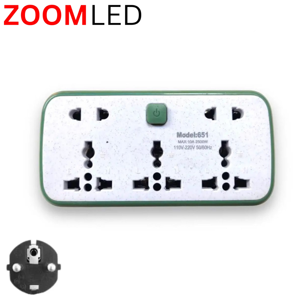 Multi Plug Extension Board With 3 Power Outlets For Mobile Charging W